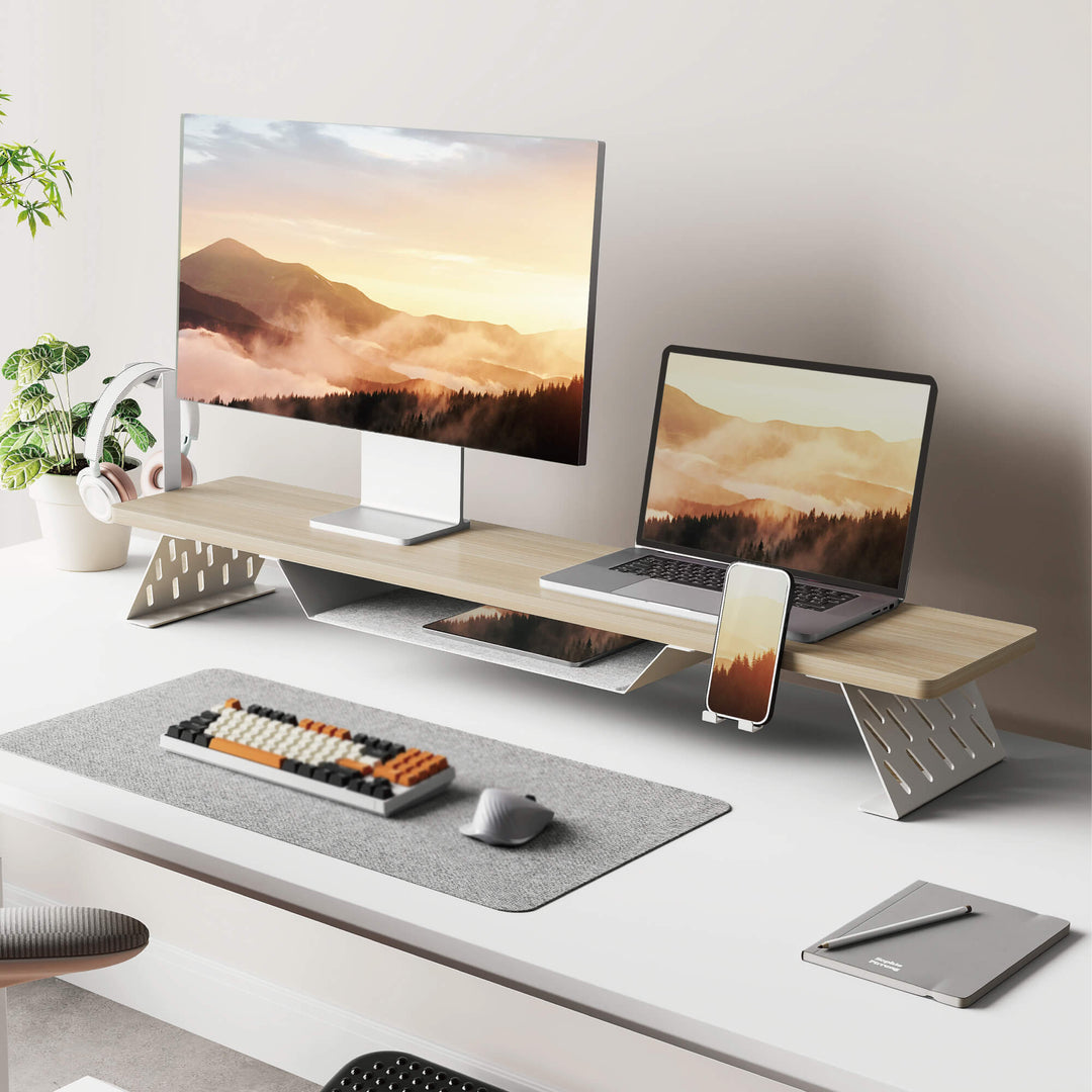 Dual Monitor Risers for Large Monitors & Spacious Desks | FENGE